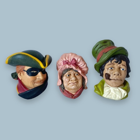 Accents | Set Of 3 Vintage English Chalkware Heads Made In England ...
